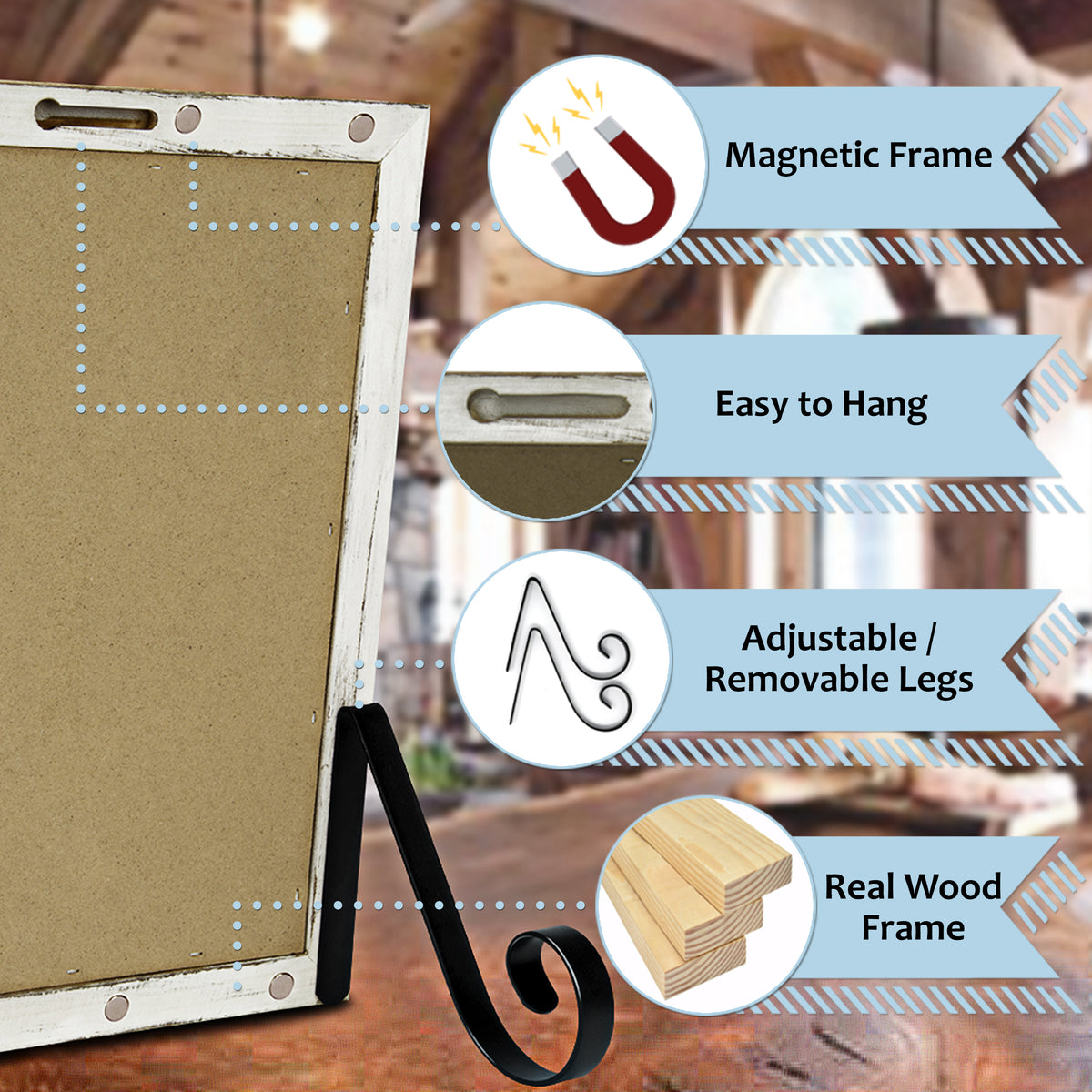 TenXVI Designs 11x13" Rustic White Chalkboard Sign